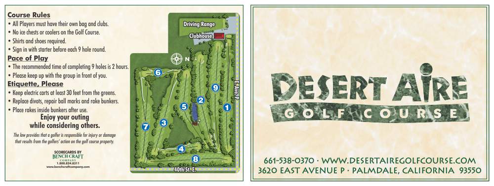 Scorecard - Desert Aire Golf Course